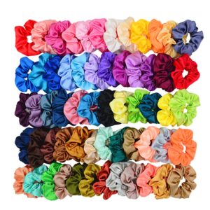 simnice 60 colors silk large satin hair scrunchies elastic hair bobbles ponytail holder hair scrunchy vintage hair ties accessories for women girls