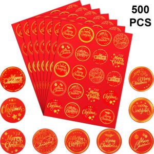 500 pieces merry christmas stickers christmas round label stickers gold foil christmas envelope stickers for cards gift envelopes boxes bag sealing decorations