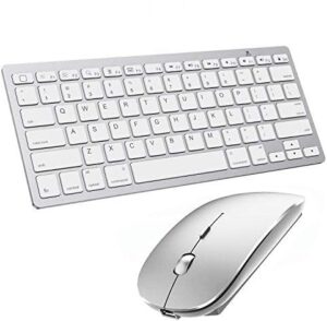 bluetooth keyboard and mouse for ipad and iphone bluetooth keyboard compatible with ipad/ipad pro/ipad air/ipad mini and other bluetooth enabled devices (ipados 13 / ios 13 and above) (silver)