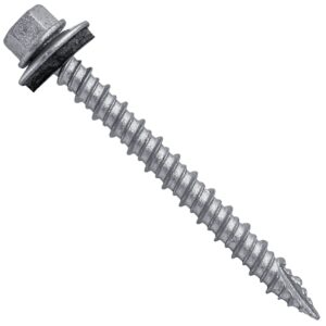 metal roofing screws: (750) 10 x 2" galvanized hex head sheet metal roof screw. self starting metal to wood siding screws. epdm washer. no paint