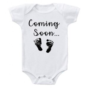 ink trendz coming soon... baby feet pregnancy announcement baby bodysuit (white, newborn)