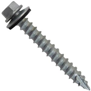 #14 metal roofing screws: (250) screws x 2" galvanized hex head sheet metal roof screw. self starting metal to wood sheet metal screws with epdm washer. for corrugated roofing