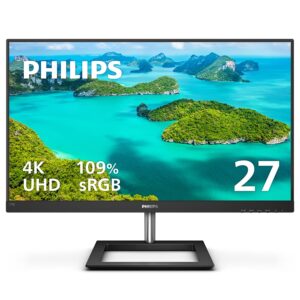 philips 278e1a 27" frameless monitor, 4k uhd ips, 109% srgb, speakers, vesa, 4yr advance replacement warranty