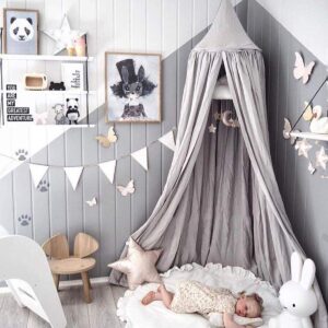 edith qi kids baby bed canopy, girls boys bedding round dome children princess castle play tent cotton net, indoor outdoor castle hanging house decoration nursery reading nook cotton canvas