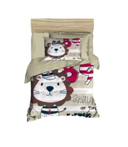 paradise ranforce 100% cotton baby bedding, sailor lion themed duvet cover set, crib bedding for baby boys girls