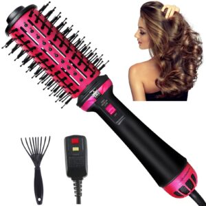 ikedon hair dryer brush, pink, alci safety plug, quick drying, volumizing, ionic care