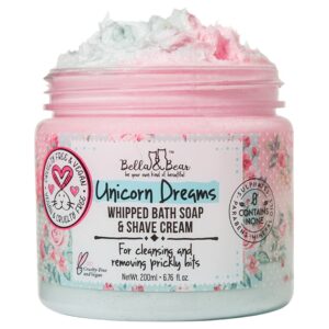 bella & bear unicorn dreams whipped bath soap, sls free, paraben free, cruelty-free, vegan body wash and shave cream, 6.7oz mango & pineapple with a hint of vanilla