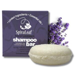 spiraleaf shampoo & shave bar, essential oils, limited ingredients, concentrated formula, usa made (fresh lavender)