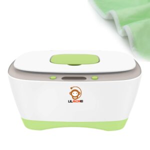 lilmonki- wet wipe warmer and dispenser - for baby wipes - bpa-free - includes bonus changing pad