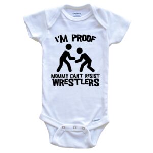 i'm proof mommy can't resist wrestlers funny wrestling one piece baby bodysuit, 3-6 months white