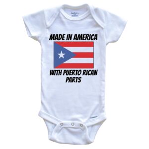 really awesome shirts made in america with puerto rican parts puerto rico flag funny one piece baby bodysuit, 0-3 months white