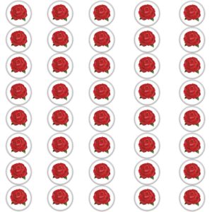 set of 48 sticker red rose decal small phone mini logo birthday parties envelopes labels seals shower favor 1.2 inches each