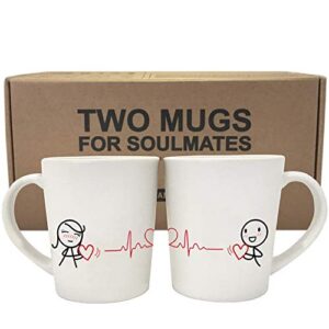 boldloft love you every beat of my heart couple coffee mugs-valentines mug set i love you mugs for him and her couple gifts for boyfriend girlfriend husband wife