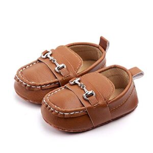 qietion baby girls boys loafers, cute newborn crib shoes, prewalkerpu sneakers, perfect for baptism/crawling/wedding brown 0-6 months v201-br11