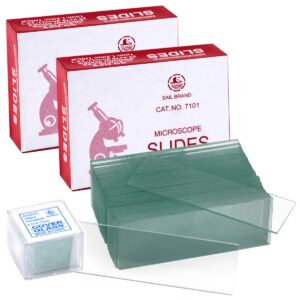 twdrer 100pcs clear transparent blank microscope slides and 100pcs square coverslips cover glass (22mm x 22mm)