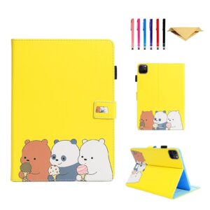 dtanglsm compatible with ipad pro 11 inch 4th/3rd/2nd/1st generation case 2022 2021 2020 2019, slim pu leather cover stand protective shell case, bear