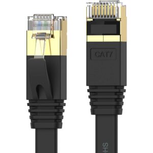 cat 7 ethernet cable 25 ft high speed 10gbps 600mhz, shielded ethernet cord, lan cable with rj45, weatherproof flat internet network patch cord, fast lan wire for gaming, ps5/4/3, xbox, modem, router