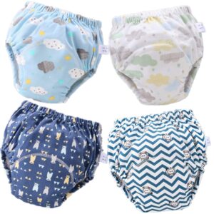 4 pack baby toddler potty training pants layered cotton training underwear for toddlers girls boys (12-18 months, b)