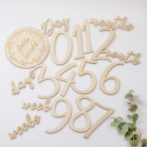 baby milestone numbers|baby photo props wooden|newborn birth announcement card wooden|