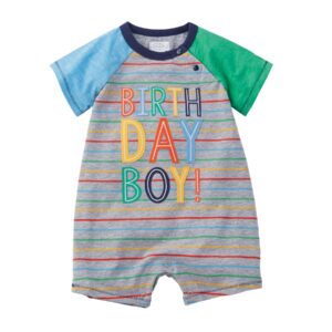 mud pie baby kids birthday boy shortall, multi, 12-18 months