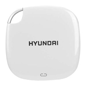 hyundai 512gb ultra portable data storage fast external ssd pearl white, pc/mac/mobile- usb-c/usb-a, dual cable included htesd500pw