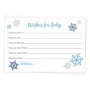 the invite lady winter wishes for baby cards baby shower game activity mom to be mommy snowflakes snow baby it's its a boy glitter silver blue (24 count)