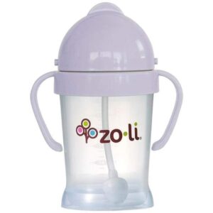 weighted straw cup | zoli bot straw sippy cup lilac purple, most loved training cup, toddler transition cup, sippy cup with handles