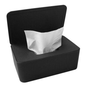 wastreake wipes dispenser holder, dustproof tissue storage box case wet wipes dispenser holder with lid for home office desk (black)