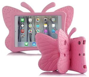 feitenn ipad 8th generation case for kids 10.2 inch 2020/2019, shockproof kickstand butterfly cover non-toxic eva foam wings kid-proof rugged bumper boy girl gift for ipad 7th 8th gen 10.2'' - pink