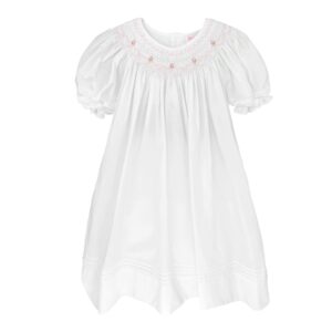 petit ami baby girls daygown with heart smocking and pearls (white, 24 month)