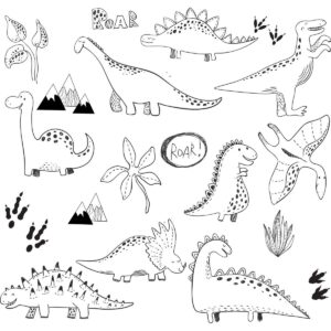 baby ryro london stylish dinosaur wall decals - charming baby room decor, dinosaur wall decor, dinosaur wallpaper, 36 dino wall decals, peel and stick wallpaper, peel and stick.