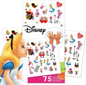 disney alice in wonderland tattoos party favors pack ~ bundle includes 75 alice in wonderland temporary tattoos (alice in wonderland party supplies)