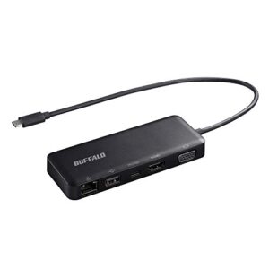 buffalo lud-u3-cgd/n usb type-c connection, 5-in-1 docking station, powerdelivery, wired lan, hdmi, vga, usb 3.2 (gen 1) compatible port, macbook/surface manufacturer operation confirmed