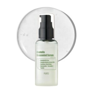 purito centella unscented serum, for all skin types, ampoule, soothing, calming, facial serum for face, vegan & cruelty-free, korean skin care, 60ml 2fl.oz