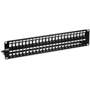 trendnet 48-port blank keystone shielded 2u hd patch panel, tc-kp48s, 2u 19” metal rackmount housing, network management panel, recommended with tc-k06c6a cat6a keystone jacks (sold separately)