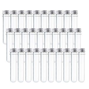 btsd-home 25x140mm(40ml) plastic test tubes with screw caps for gumball candy storage, bath salt vials, hot cocoa containers, bridal shower, baby shower, wedding, kids birthday party favors（30 pack）