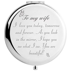 didadic wife birthday gift ideas, valentines day present for her, to my wife compact mirror for wedding anniversary mothers day