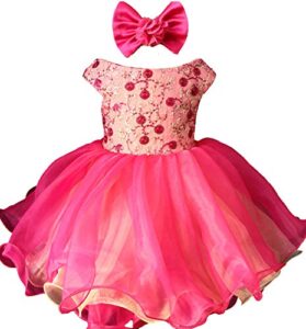 jenniferwu eb1130f infant toddler baby newborn little girl's pageant party birthday dress hotpink size 12-18m