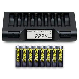 powerex mh-c980 8-cell charger analyzer with 8 pro aa 2700mah batteries