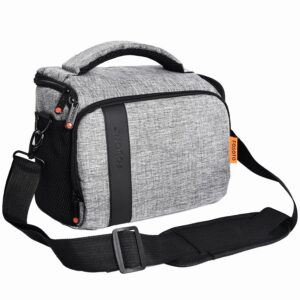 fosoto compact slr/dslr stylish camera bag case compatible for nikon p900 b500 d3500 d5600 d7500, canon eos t6 t7i t5 4000d 80d, sony a73 mirrorless camera shoulder case waterproof rain cover (gray)