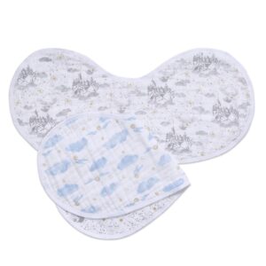 aden + anais 100% cotton muslin burpy bib – multi-use, absorbent 4-layer burp cloth and full-coverage snap-closure baby bib in one, lap-shoulder drool cloth, 22.5” x 11”, 2-pack, harry potter