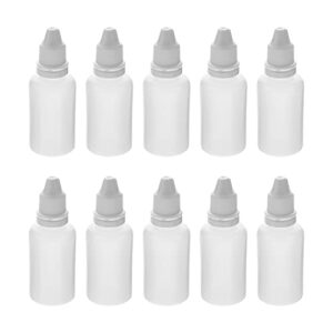 othmro 1oz pe lab eye plastic dropper bottles 20pcs, 30ml squeezable eye liquid dropper thin mouth via of liquid sample seal storage bottle with childproof white cap