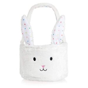 homarden plush bunny storage baskets - foldable ears candy bag easter egg basket - bunny basket for kids - toy storage and candy bucket for easter egg hunt play time or kids birthday party