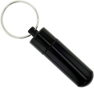 lds oil vial keychain – aluminum anointing oil container with rubber seal – small essential oil holder for elders or sons (1 pack, black)