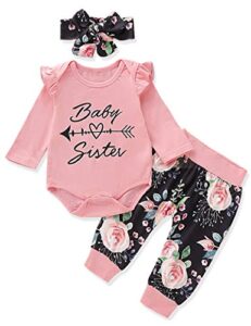 kangkang newborn baby girl clothes cute baby girl outfits print pattern ruffled bodysuit floral pants with headband 3pcs set newborn baby girl outfit