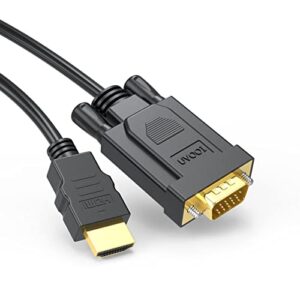 hdmi to vga cable 6ft, unidirectional hdmi to vga 6' video adapter (male to male) compatible for raspberry pi, roku,computer, desktop, laptop, pc, monitor, projector, hdtv and more