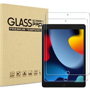 procase 2 pack screen protector for ipad 9th 8th 7th generation 10.2 inch (2021/2020/2019), tempered glass film for a2602 a2603 a2270 a2197 -clear