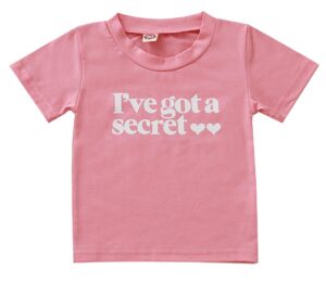 jeally toddler little girls going to be big sister cotton t-shirt clothes short sleeve secret letter pink tops tee outfit, 1-2t/tag90…