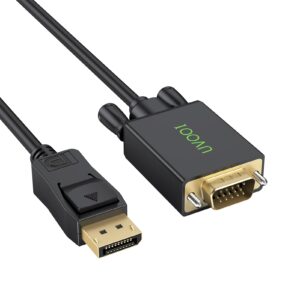 displayport to vga cable 3ft, display-port dp to vga male adapter cord gold-plated compatible for dell, hp lenovo, asus and more - black