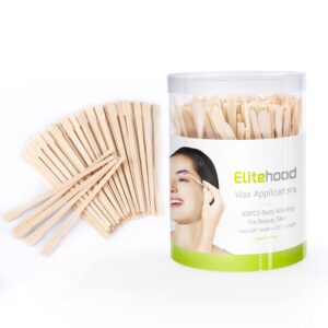 elitehood 400 pack waxing sticks small eyebrow wax sticks wax spatulas small wooden waxing applicator sticks for eyebrows & face hair removal sticks, storage containers bundled